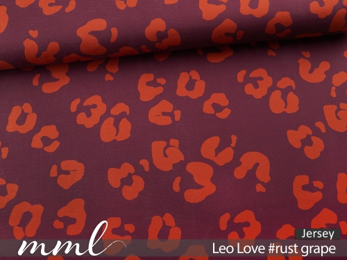 Jersey-Stoff "Leo Love #rust grape" (0,25m)